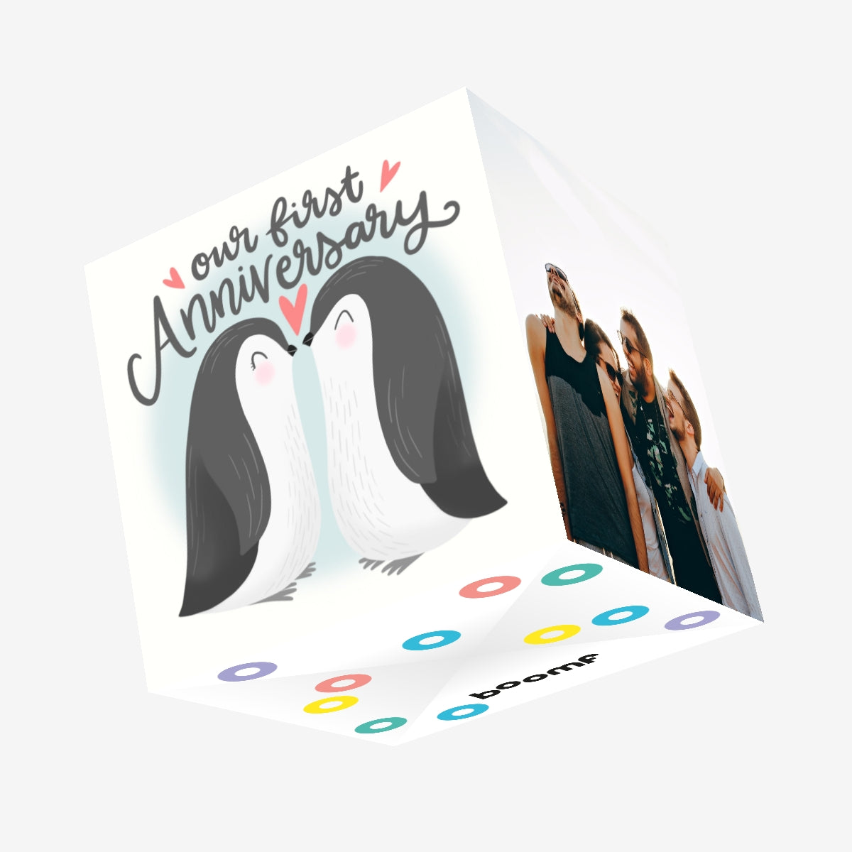 Our First Anniversary Cute Penguins Confetti-exploding Greetings Card ...