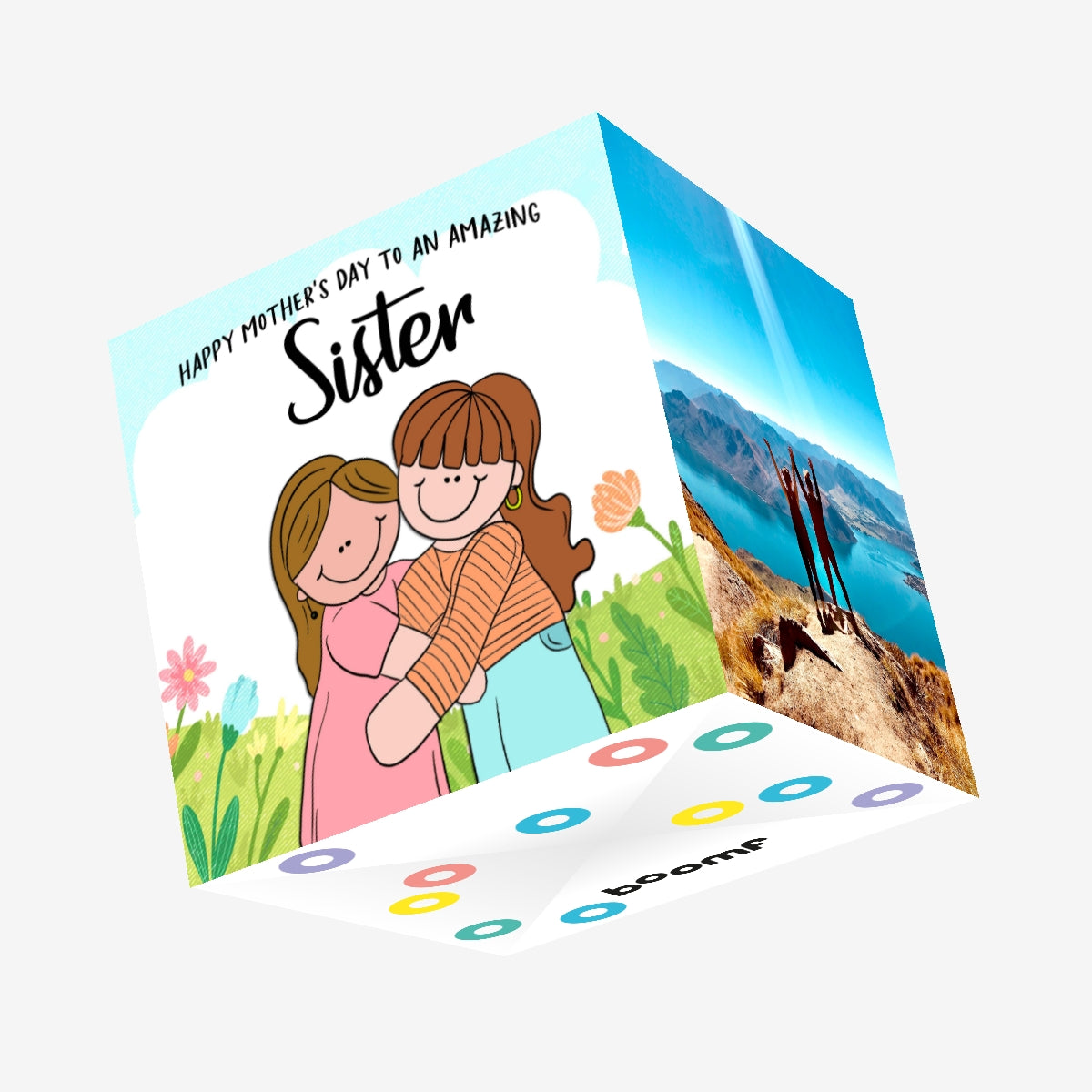 Happy Mothers Day Sister Cute Girls Hugging Confetti Exploding Greeti 1826