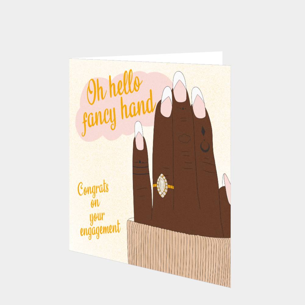 Fancy Hand Engagement Card – Boomf