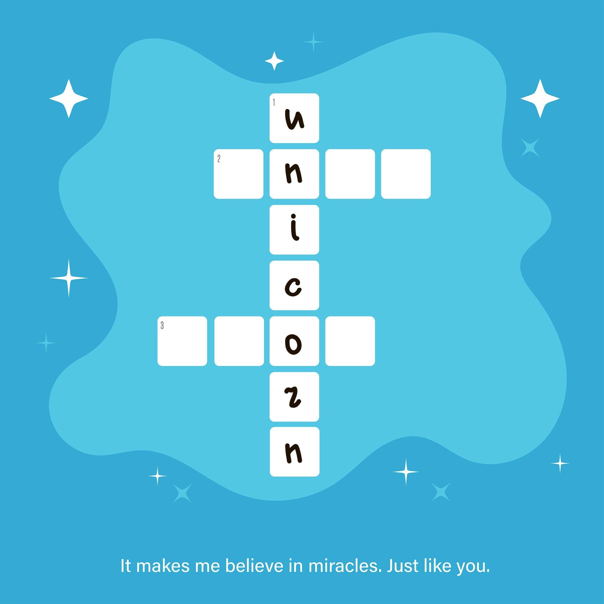 Unicorn Crossword Card – Boomf